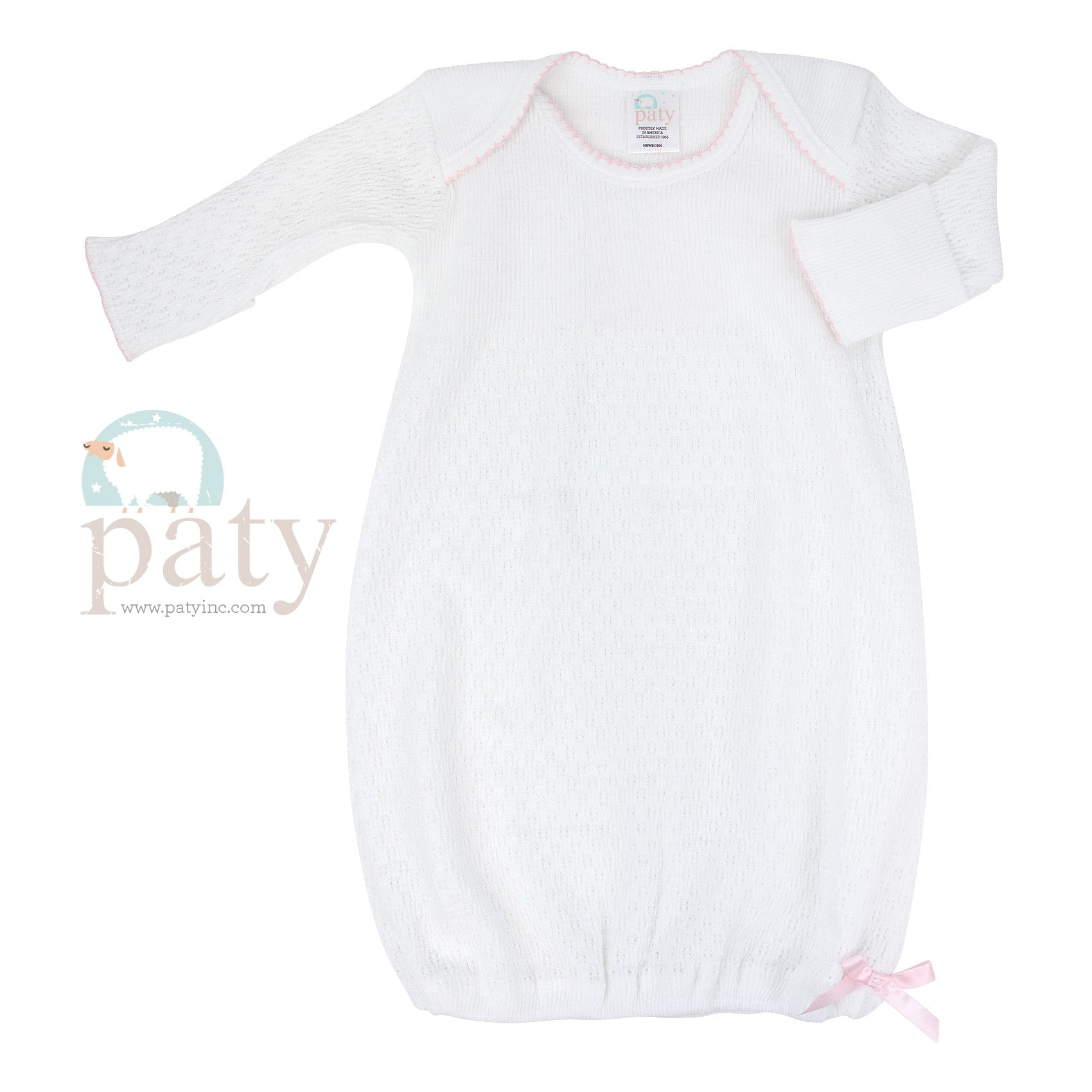 Paty LS Lap-Shoulder Gown Newborn White/Pink – Daisy Lane Gifts LLC
