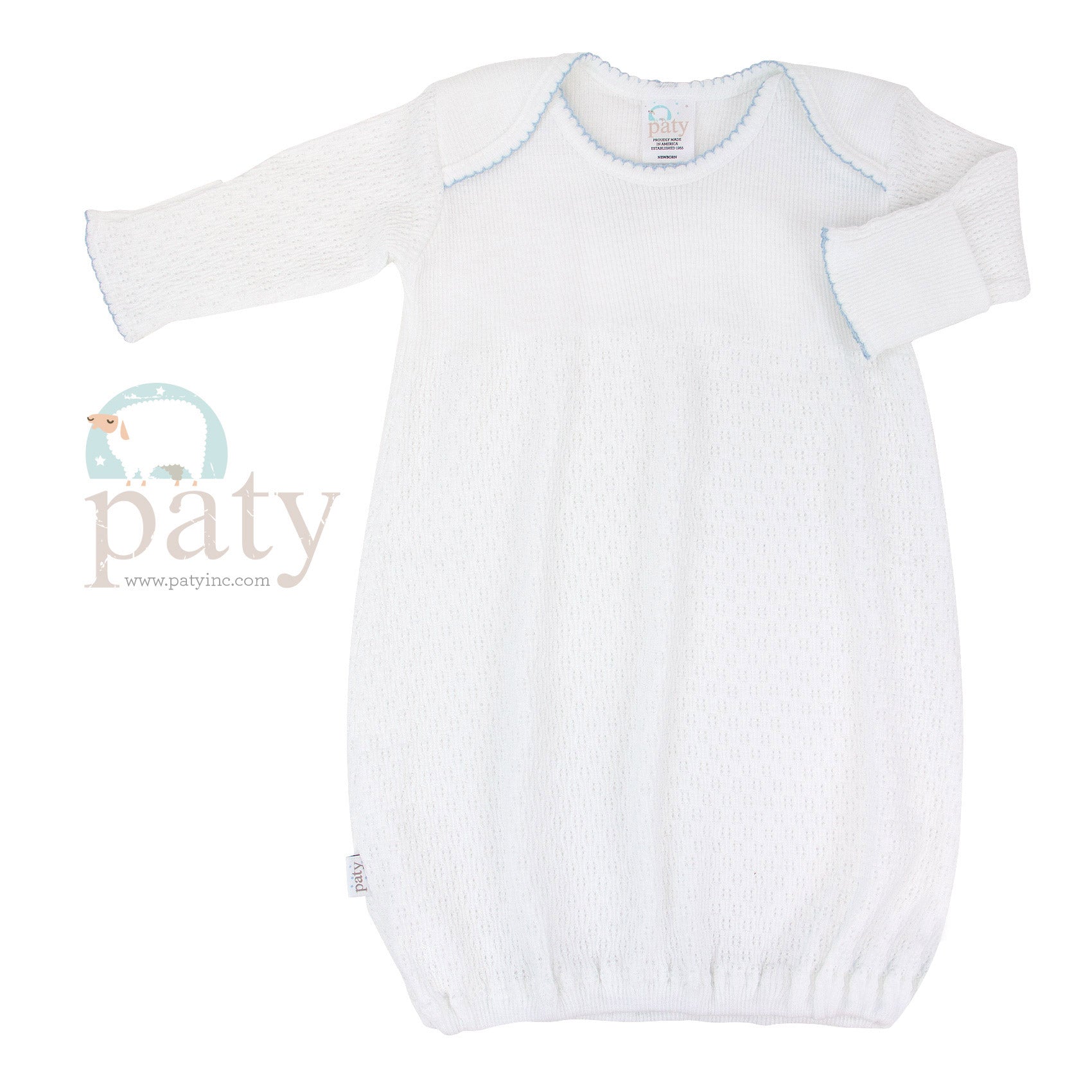 Paty LS Lap-Shoulder Gown Newborn White/Blue – Daisy Lane Gifts LLC